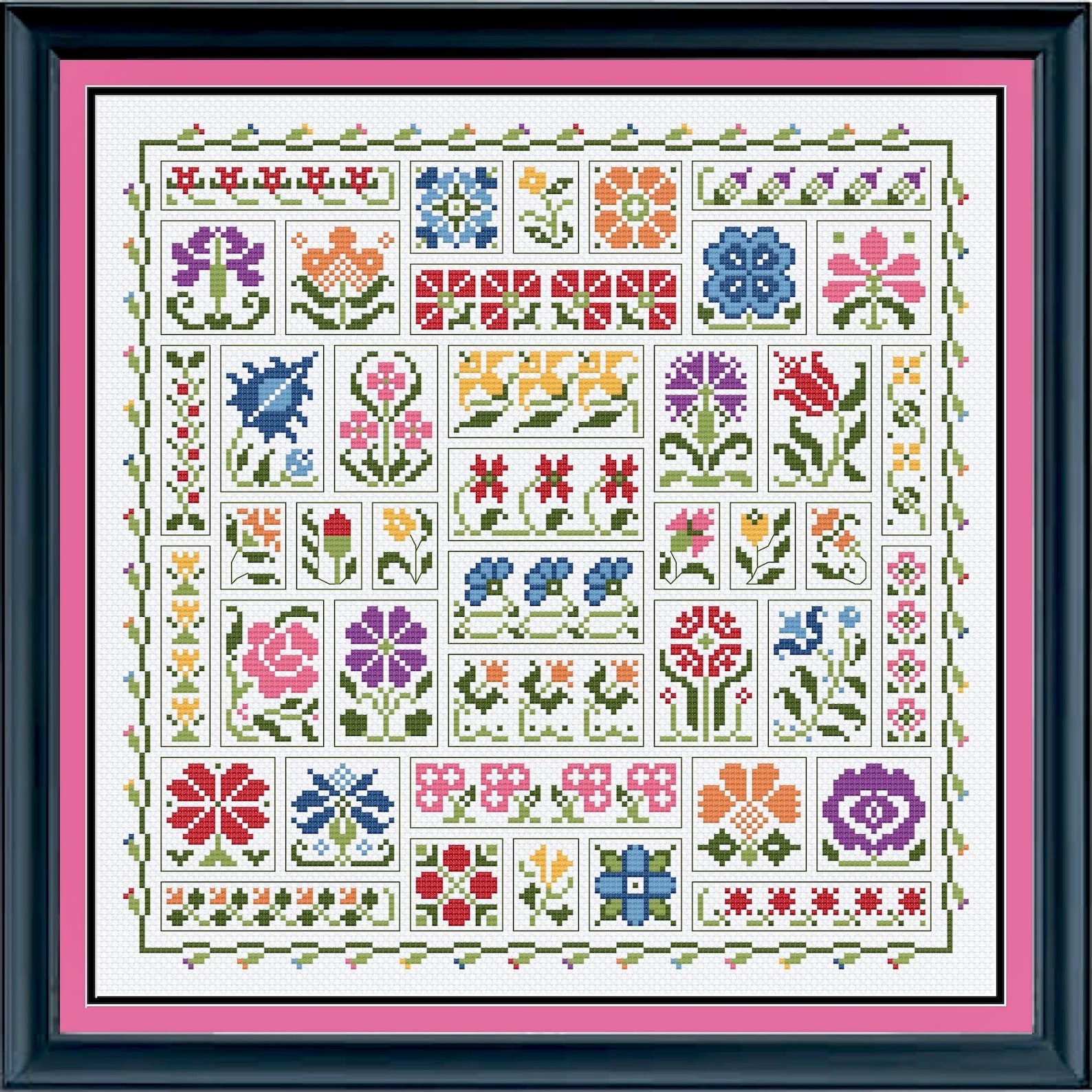 Heritage Flowers - Cross Stitch Sampler Pattern - Etsy