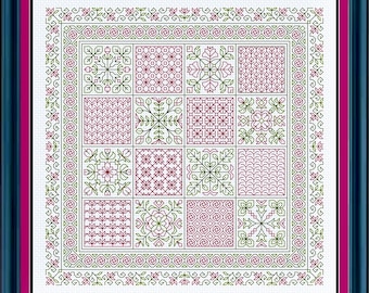 Frilly Flowers Lace Square Blackwork Chart - Etsy