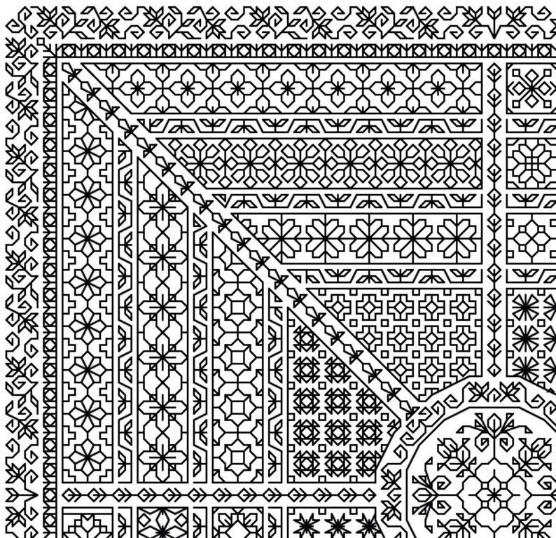 Large Blackwork Garden | Etsy