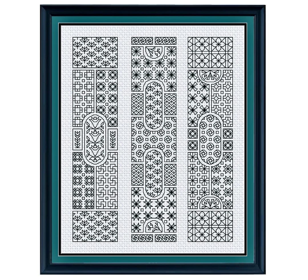 Blackwork Garden Bookmarks - Embroidery Pattern - Etsy