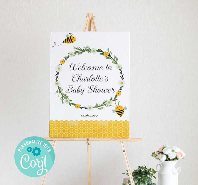 Banners & Signs Party Supplies Honey Bee Baby Shower Welcome Sign ...