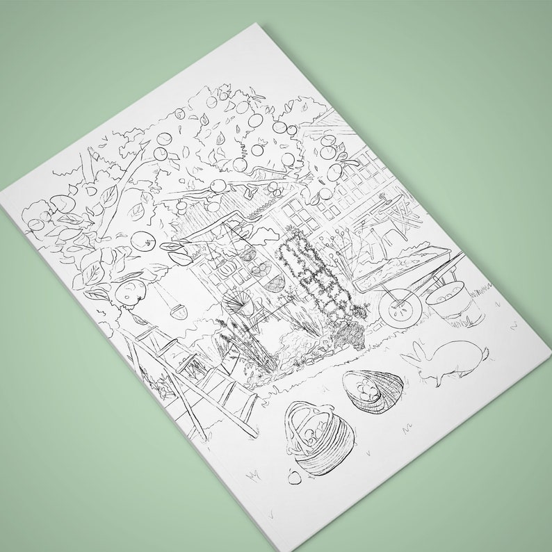 Cottagecore Apple Picking Coloring Sheet || Digital Download Coloring ...