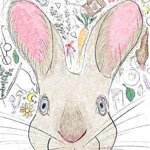 Cottagecore Rabbit Coloring Sheet || Digital Download || Hand Drawn - Etsy