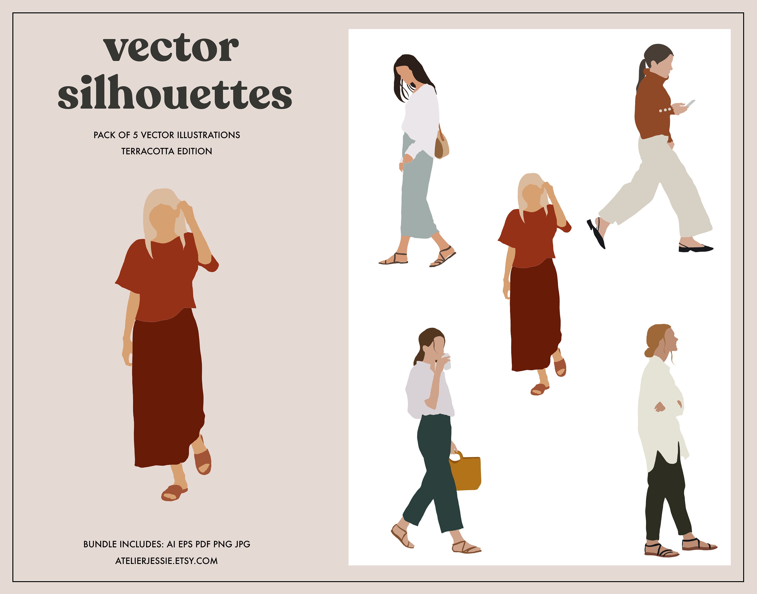 5 People Pack - Vector Clipart PNG AI Illustration Human Architecture ...