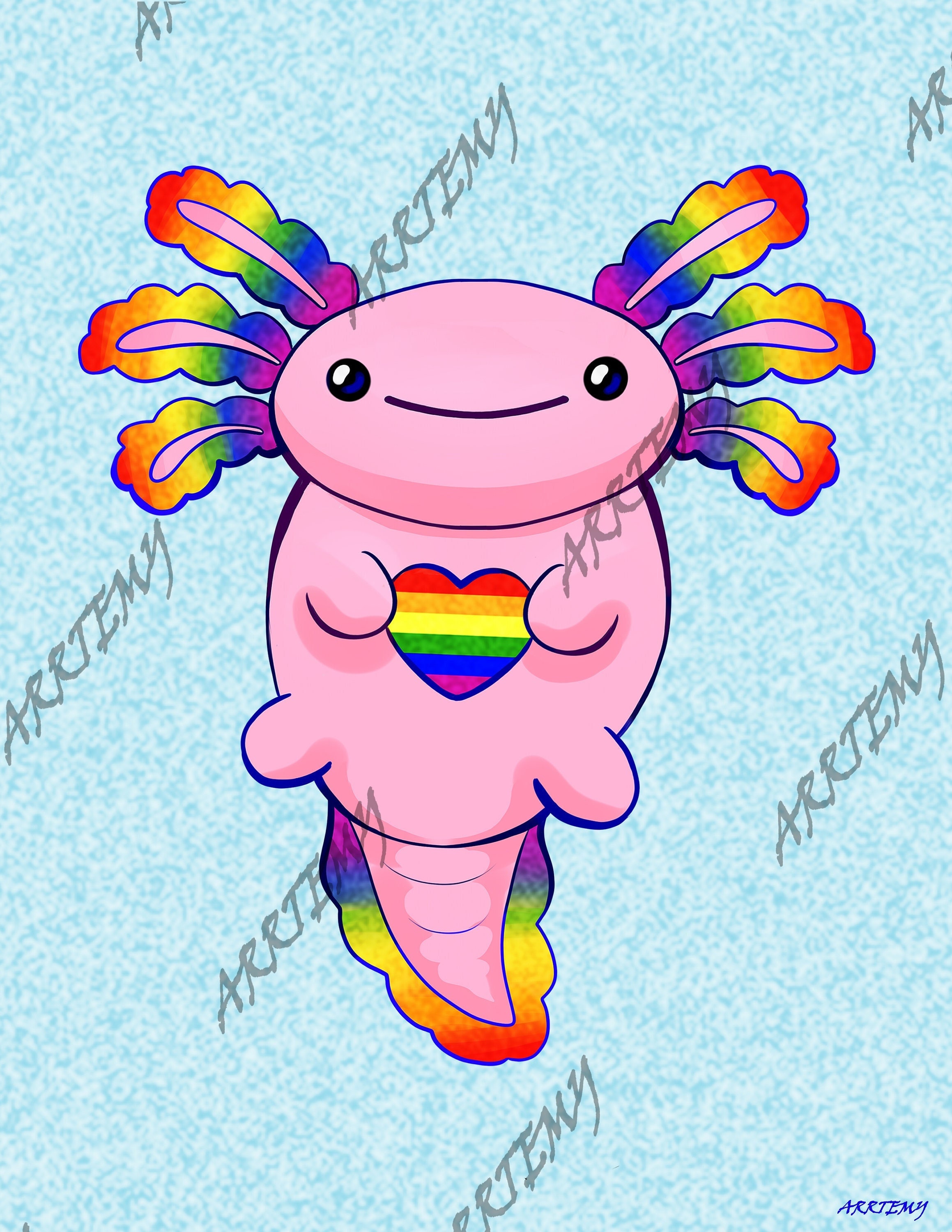 Download Pride Axolotl Art Print - Etsy