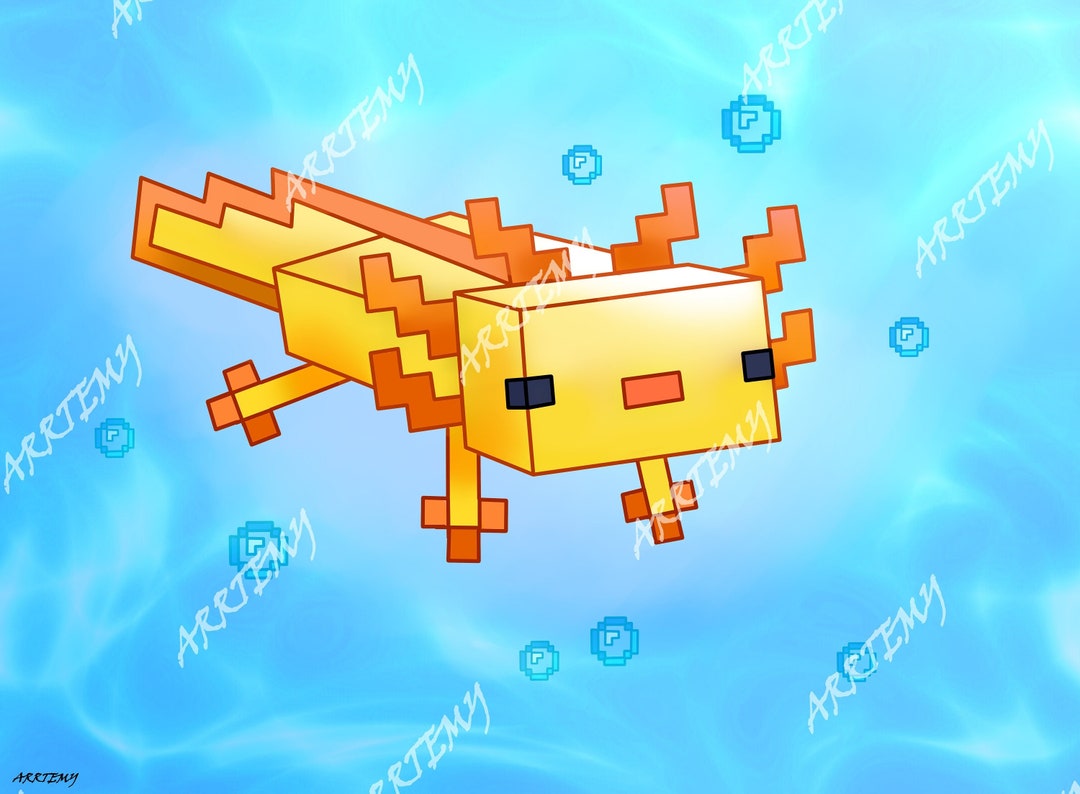 Download Minecraft Gold Axolotl Fanart Print - Etsy