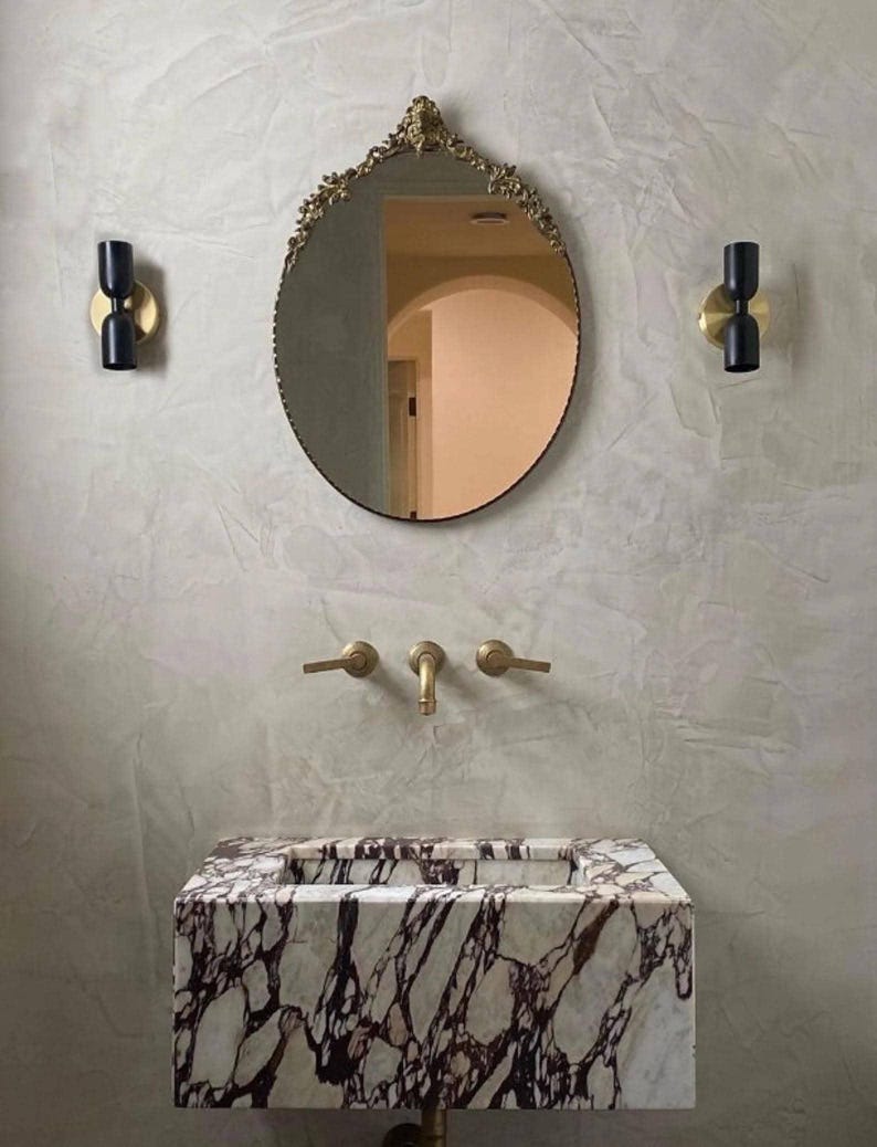 Calacatta Viola Wall Mounted Sink – Fully Integrated Italian Marble ...