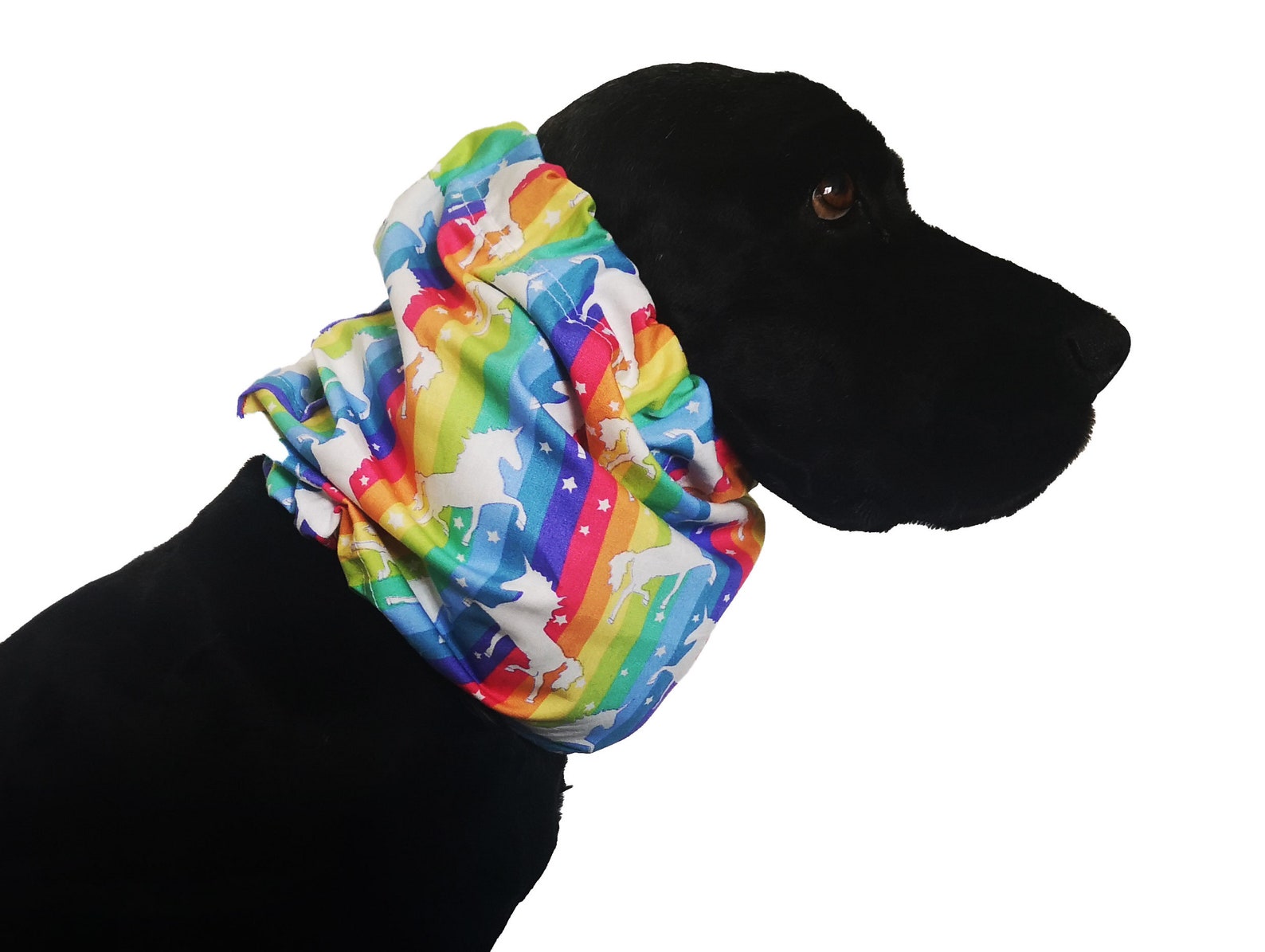 Rainbow cotton snood ear protector for lonf ears dog cocker | Etsy