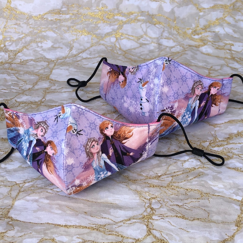 Frozen Anna and Elsa Purple Adjustable Fabric Face Mask | Etsy