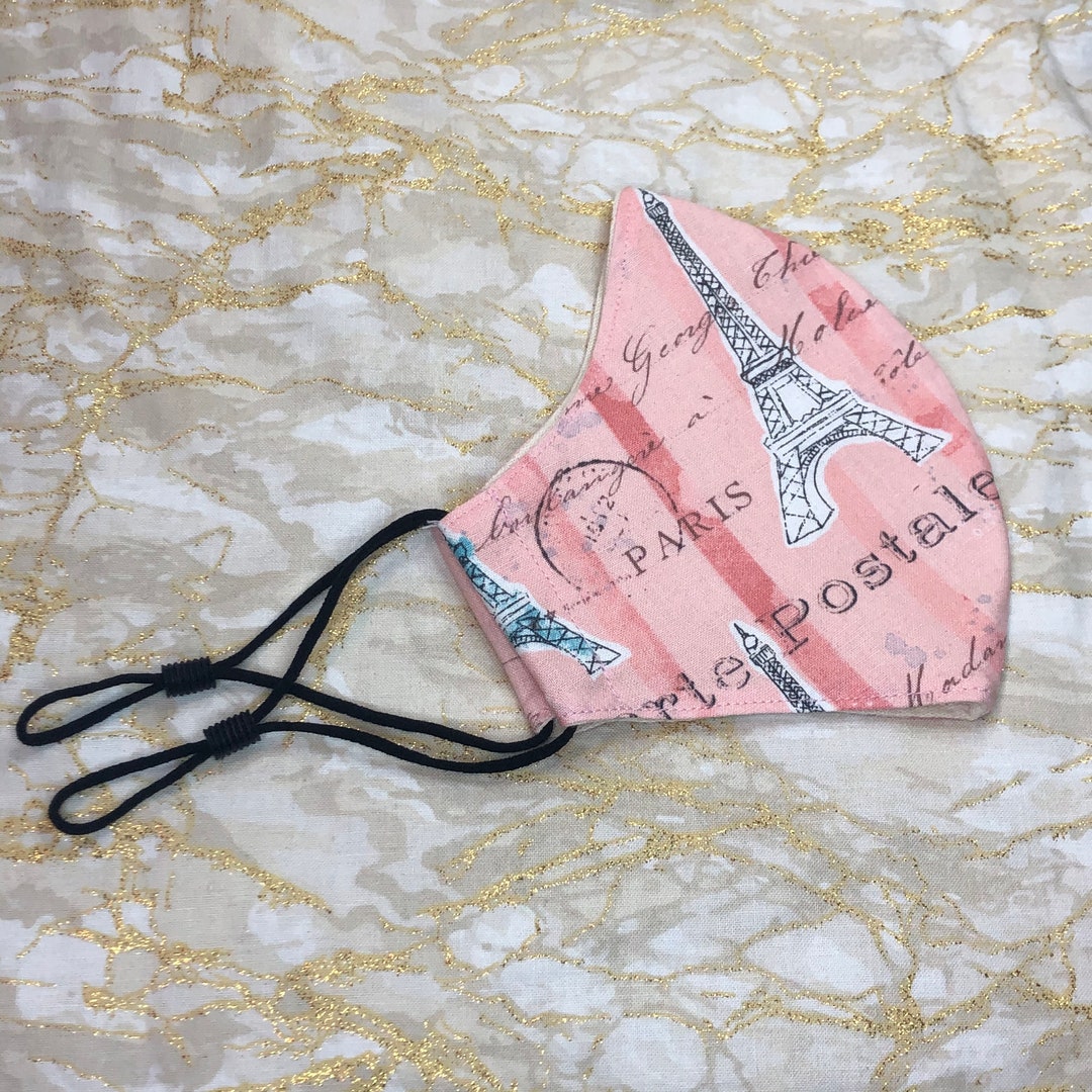 Pink Paris Eiffel Tower Adjustable Fabric Face Mask, Washable and ...