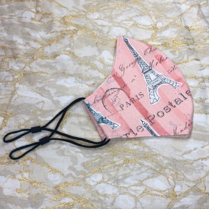 Pink Paris Eiffel Tower Adjustable Fabric Face Mask, Washable and ...
