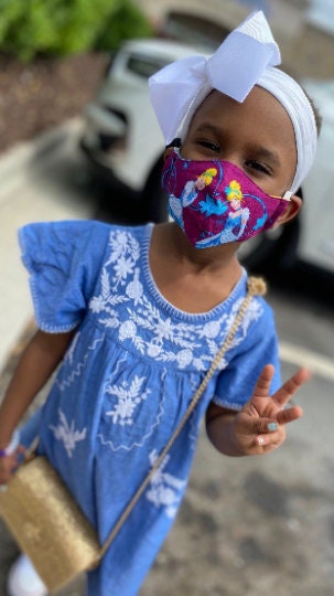 Frozen Anna and Elsa Purple Adjustable Fabric Face Mask | Etsy