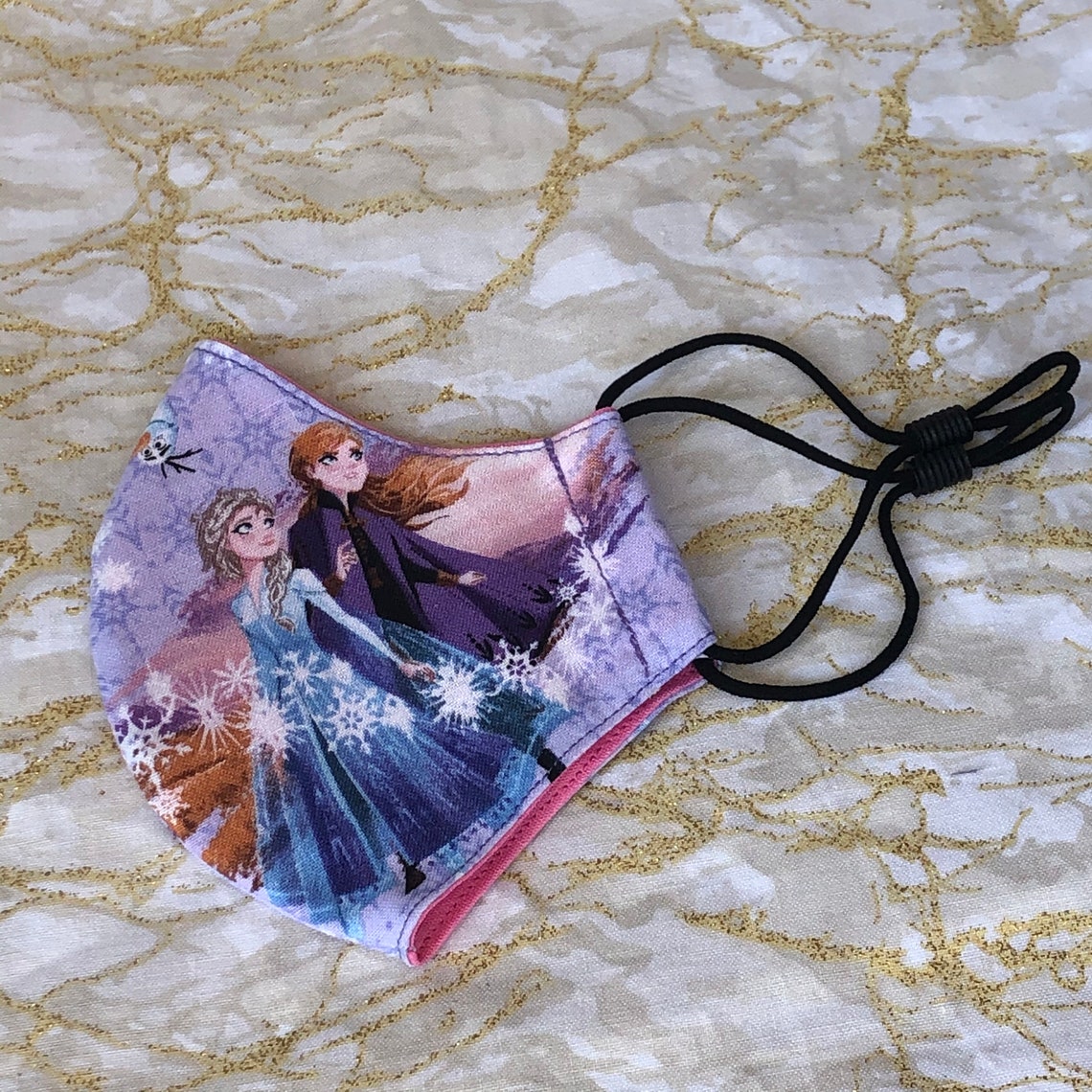 Frozen Anna and Elsa Purple Adjustable Fabric Face Mask | Etsy