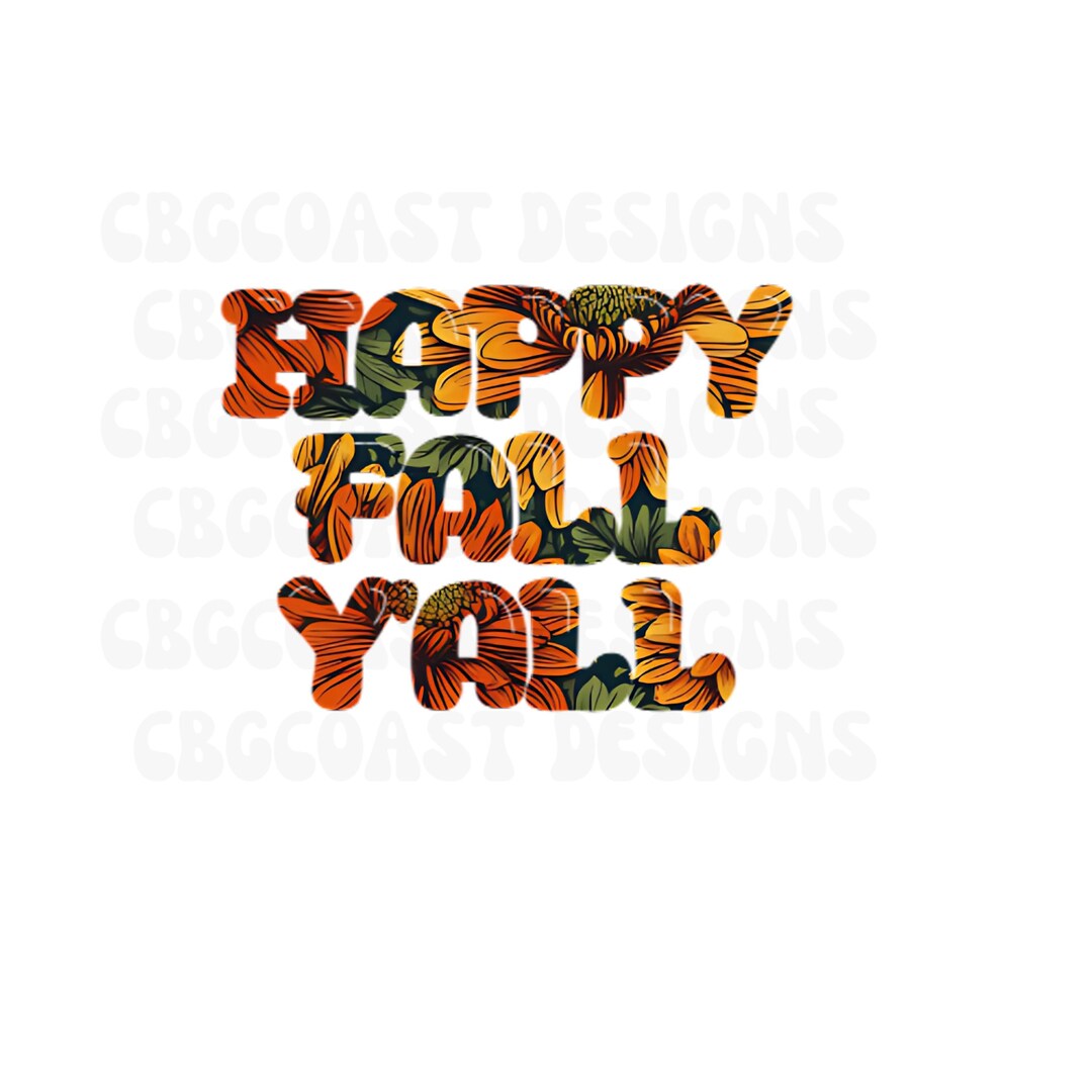 Happy Fall Y'all Digital PNG: Autumn Mums Wall Art Greeting Card ...