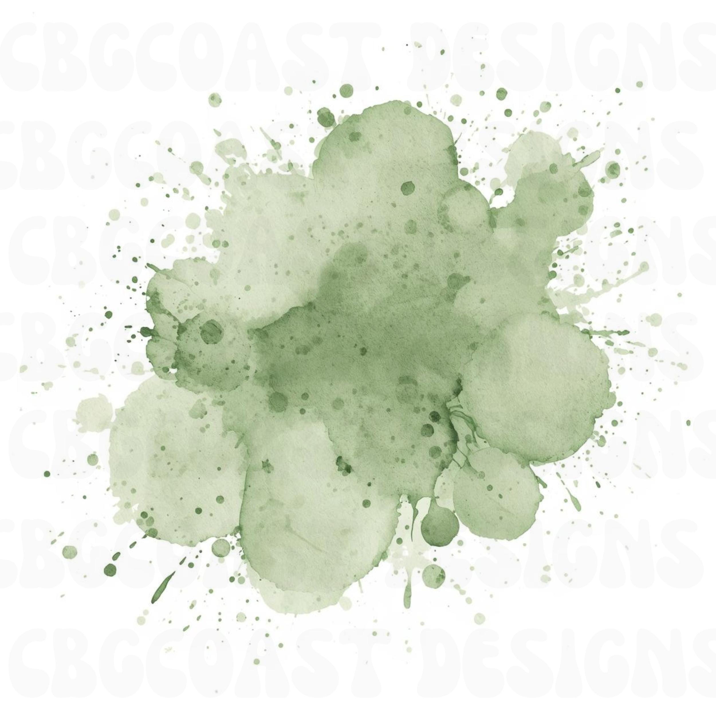 Green Splatter 4 PNG Mini Sampler Watercolor - Etsy