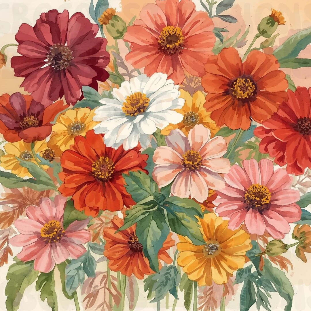 Zinnia Flower PNG Bundle I Fall Floral PNG I Autumn Floral Clipart I ...