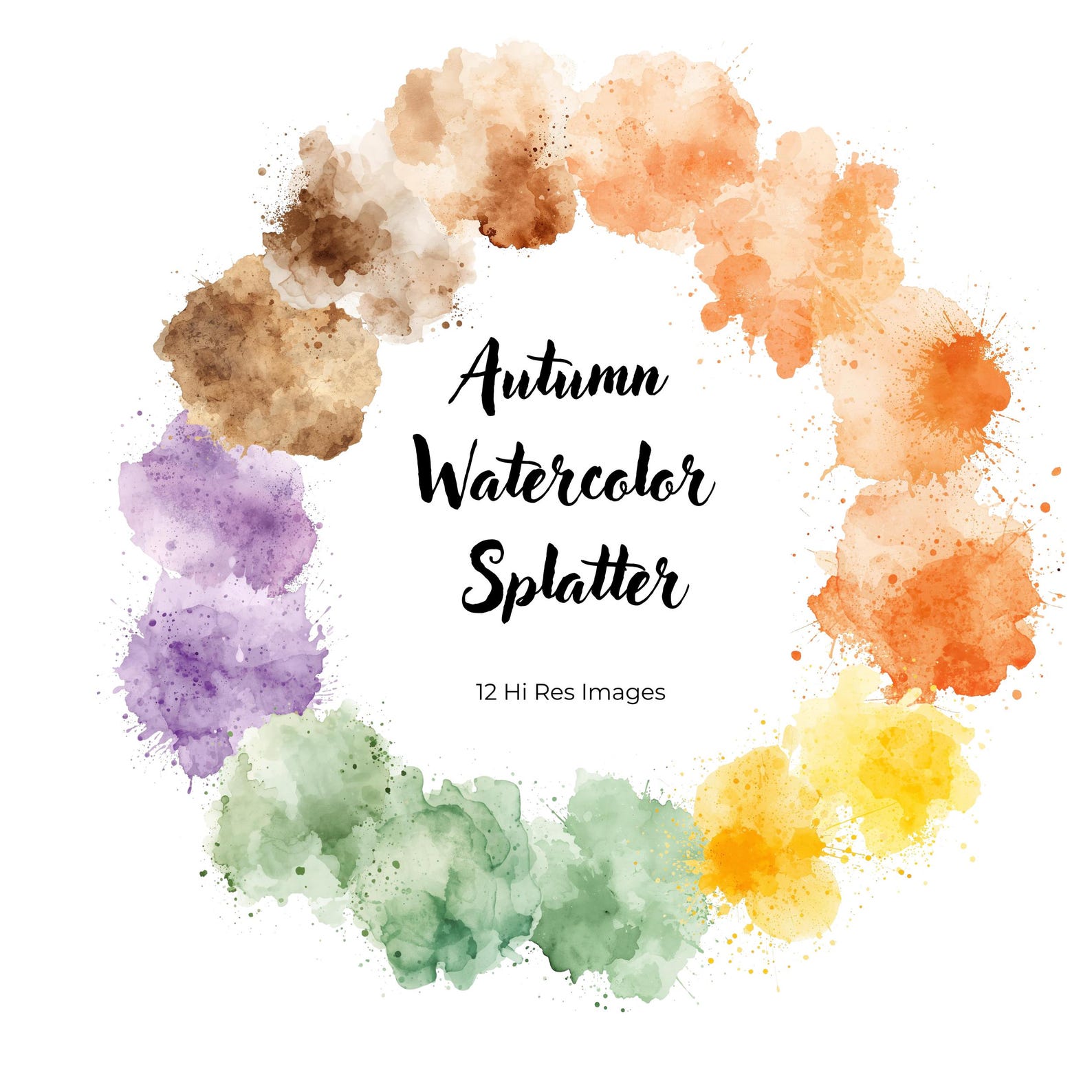 Watercolor Splash 12 PNG Autumn Bundle Instant Download - Etsy