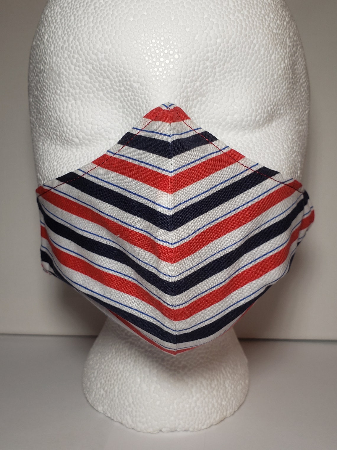 Red, White & Blue Stripe Mask - Reversible - Soft - Breathable ...