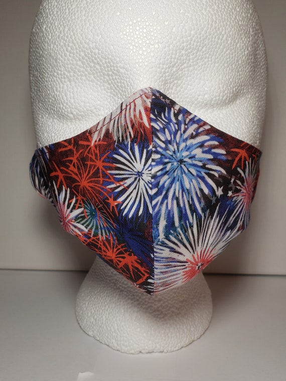 Patriotic Firework Burst Mask Reversible Soft Breathable - Etsy