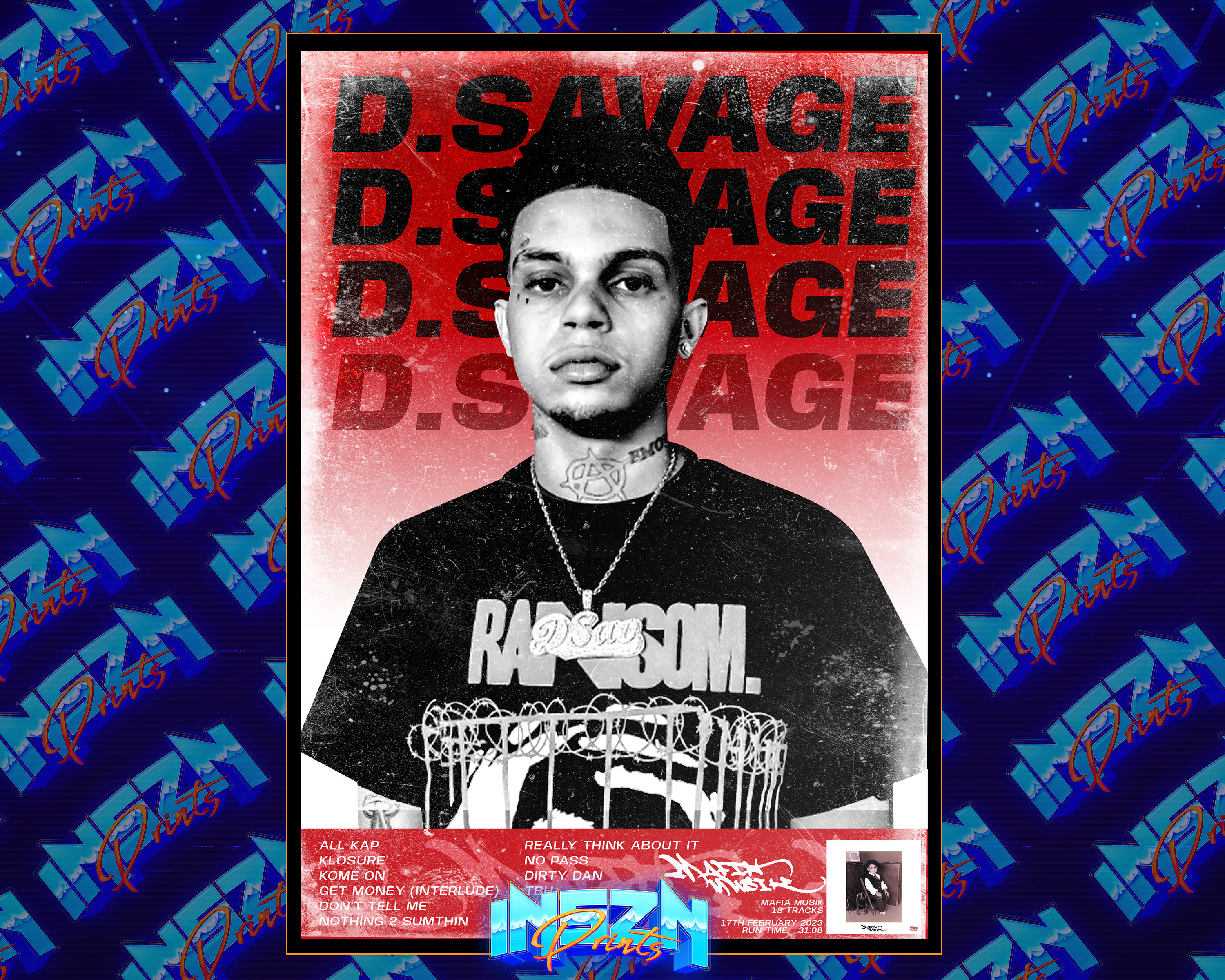 D Savage Mafia Musik Poster Rap Poster D Savage Art D Savage Poster ...