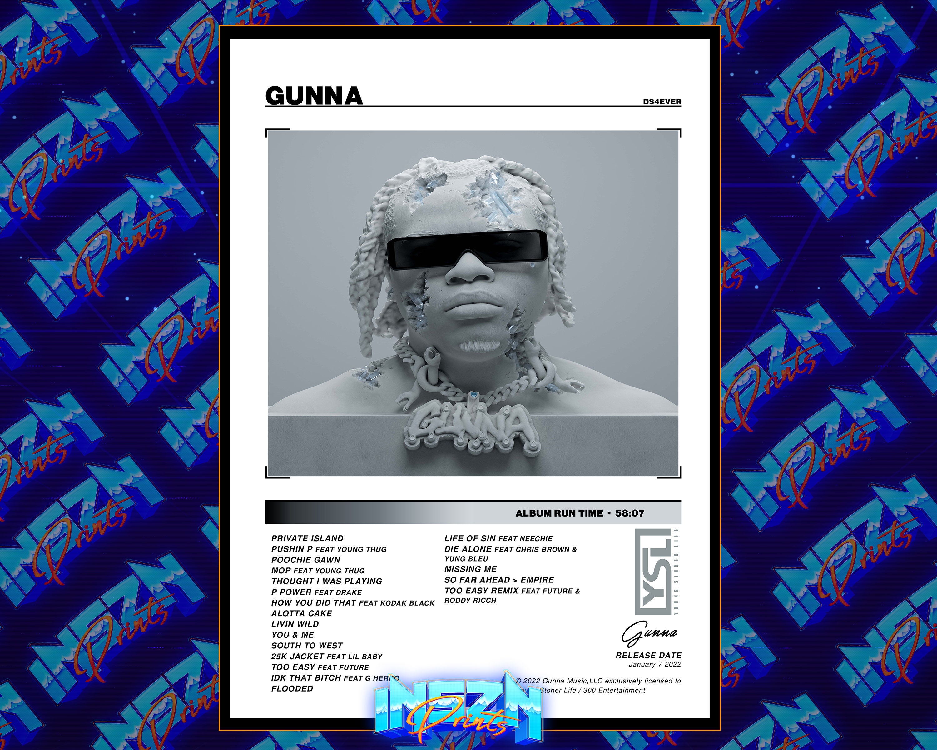 GUNNA - DS4EVER - Rap Poster - Custom Gunna Print - Gunna Art - Gunna ...