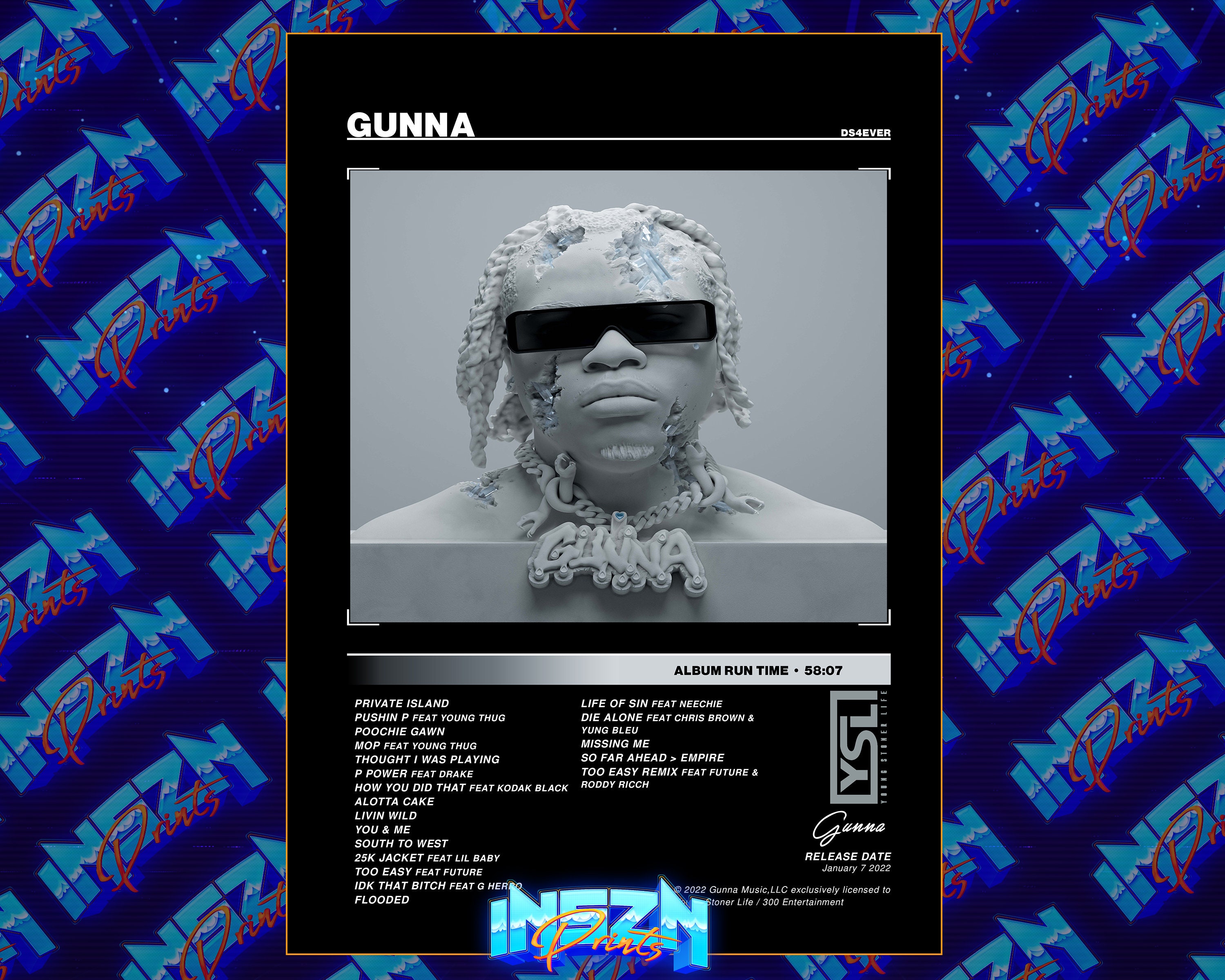 GUNNA - DS4EVER - Rap Poster - Custom Gunna Print - Gunna Art - Gunna ...
