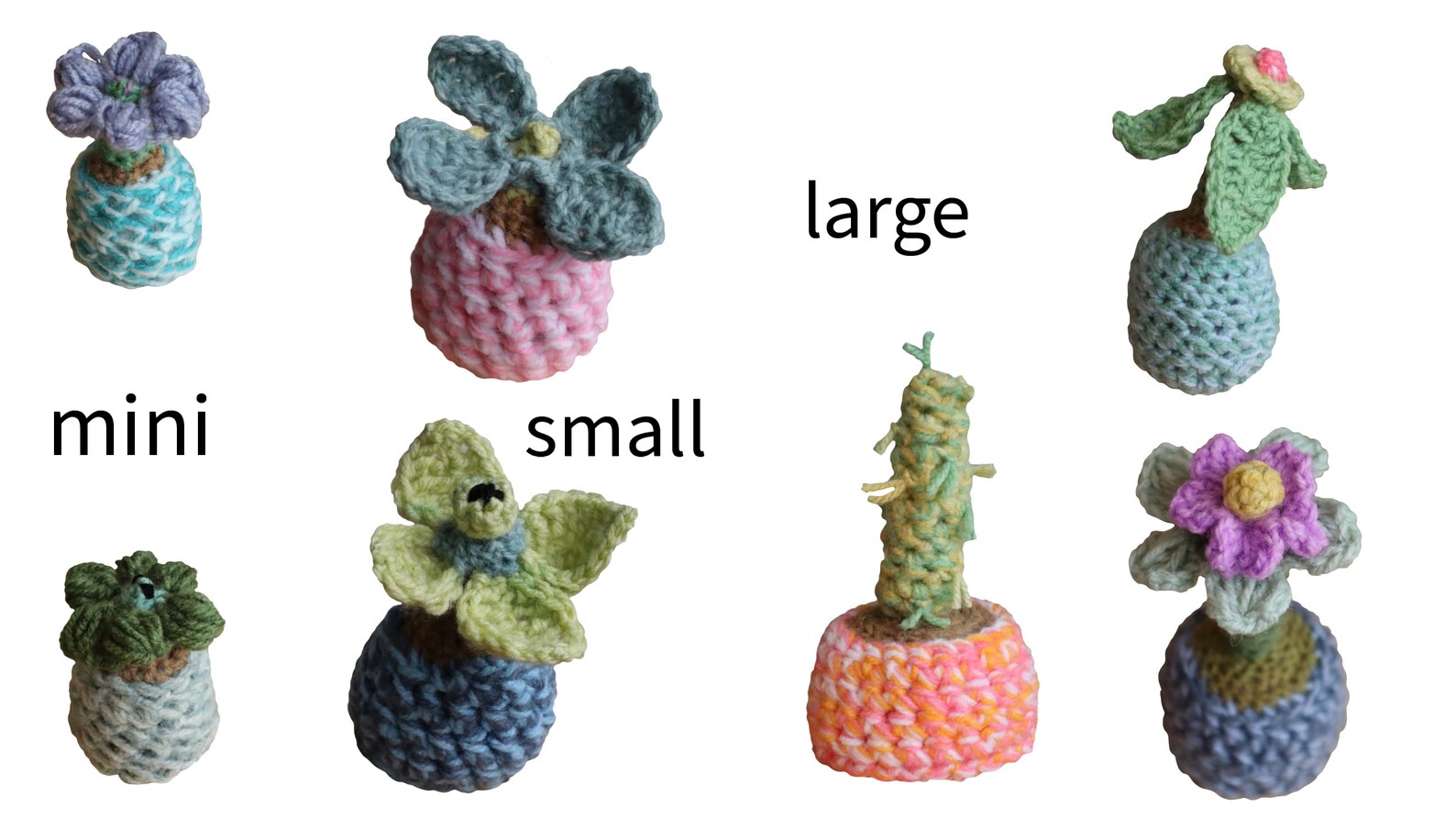 Mini Crochet Succulents, Flowers, and Plants: Unique Handmade Crocheted ...