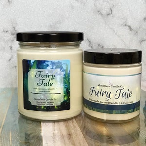 Fairy Tale Literary Soy Candle for Book Lovers Sandalwood Black Currant ...