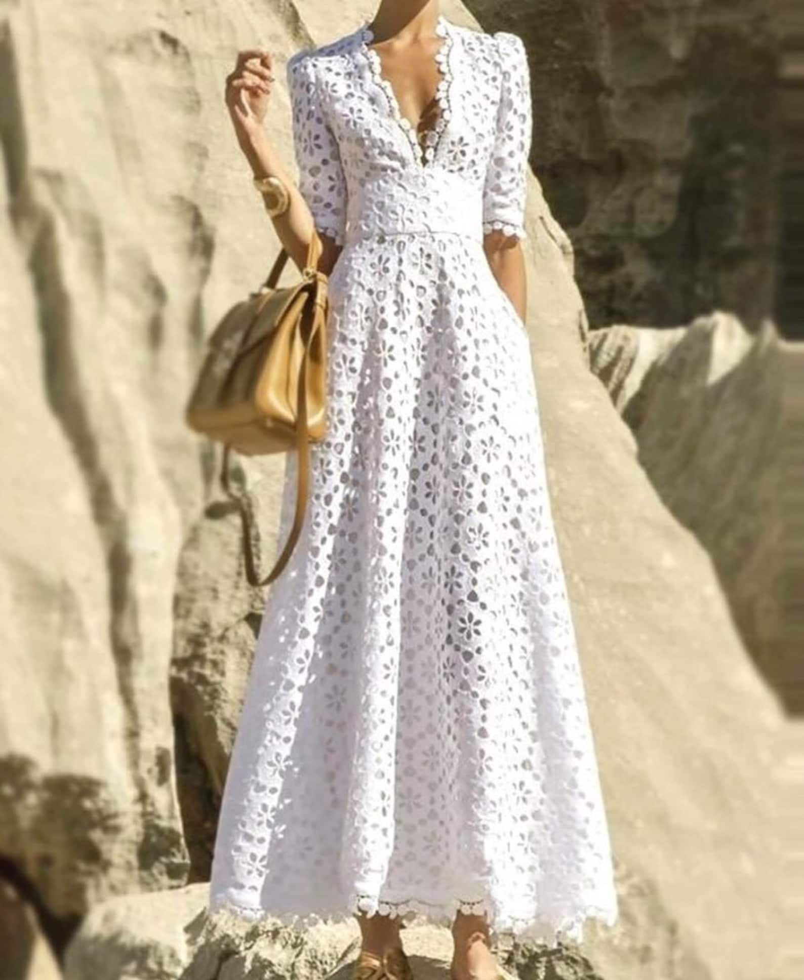 Summer Crochet Dress. White Simple Wedding Dress Beach Dress - Etsy