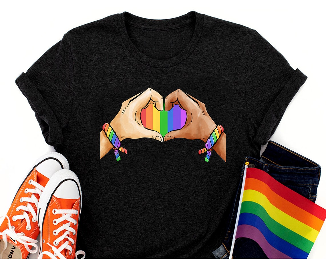 Gay Pride Clothing Lgbt Rainbow Flag Shirt Heart Unity T Etsy