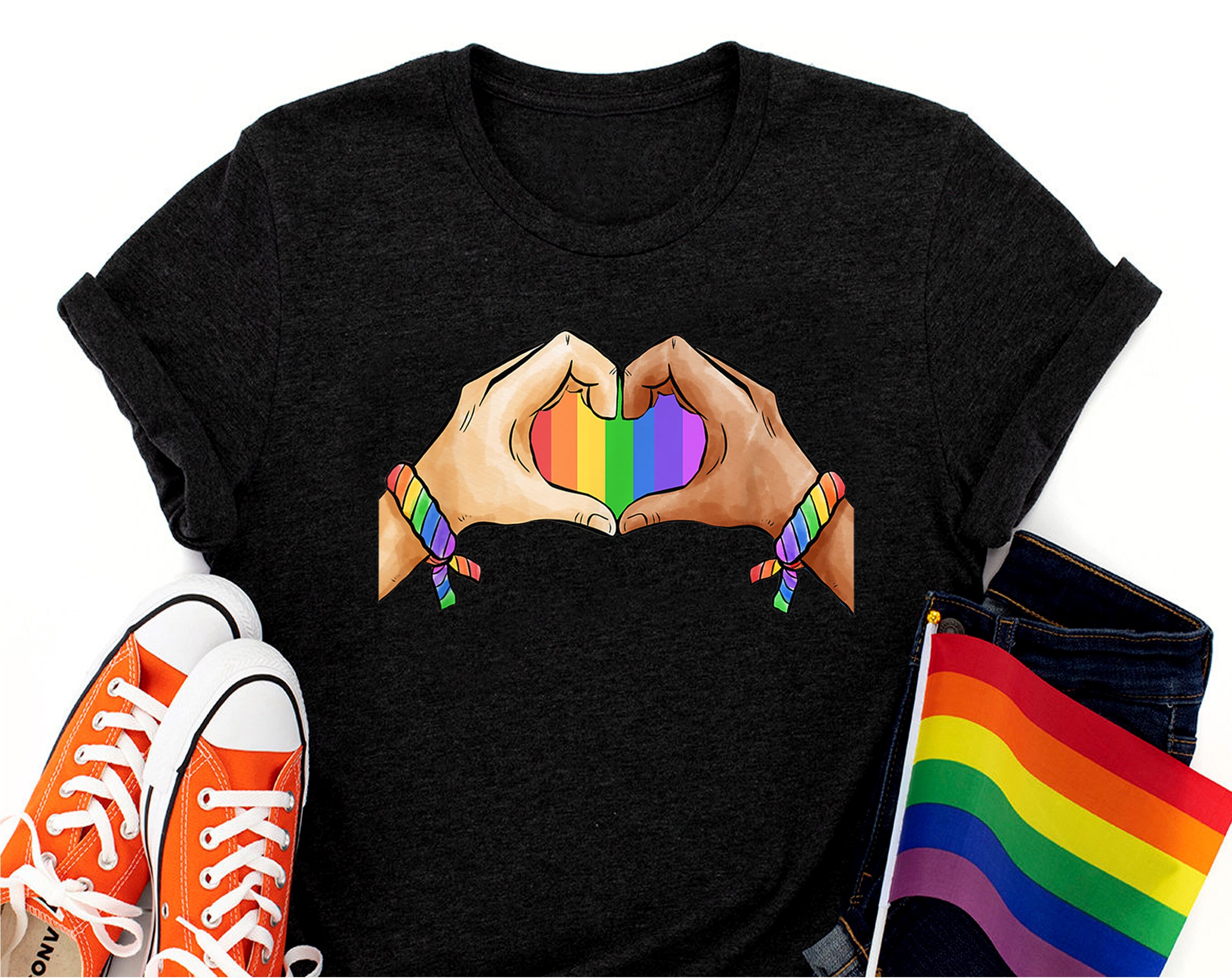 Gay Pride Clothing Lgbt Rainbow Flag Shirt Heart Unity T Etsy