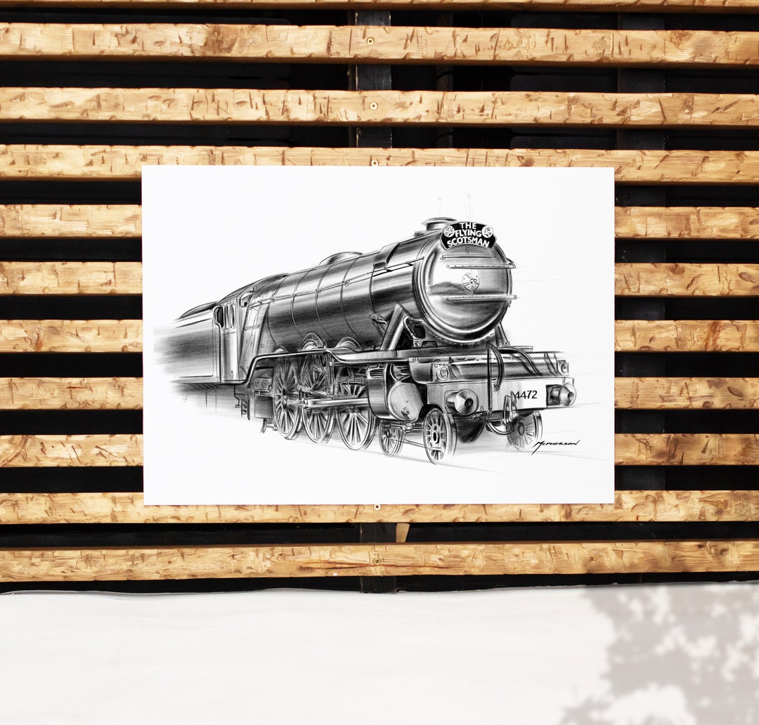 The Flying Scotsman Train Sketch A4 / A3 Print Poster - Etsy