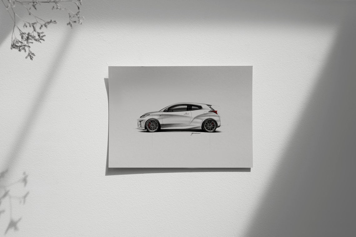 Toyota GR Yaris Gr-four Artwork Drawing Sketch Wall Art A4 / A3 Print ...