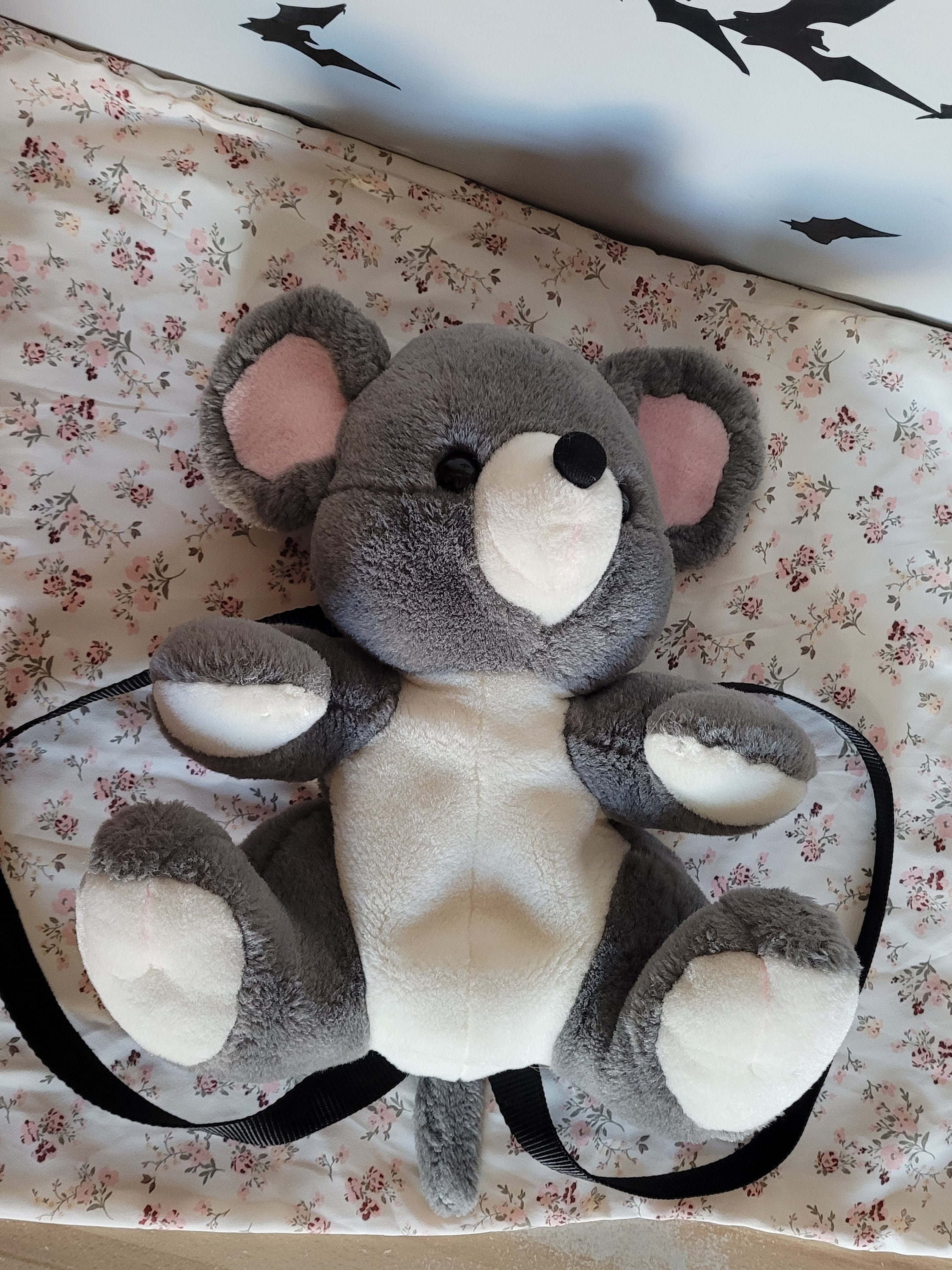 Handmade Upcycled Grey Plush Teddy Mouse Back pack | Etsy