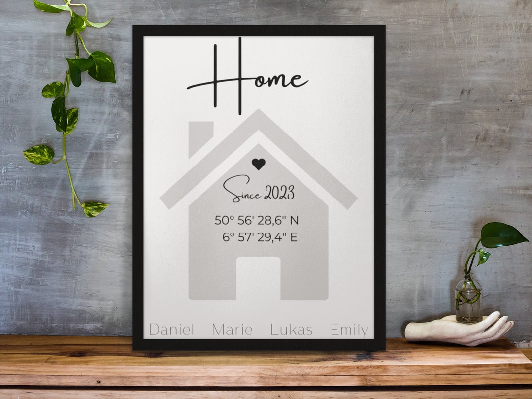 Mural at Home Home Personalized Poster With Coordinates and Names of ...