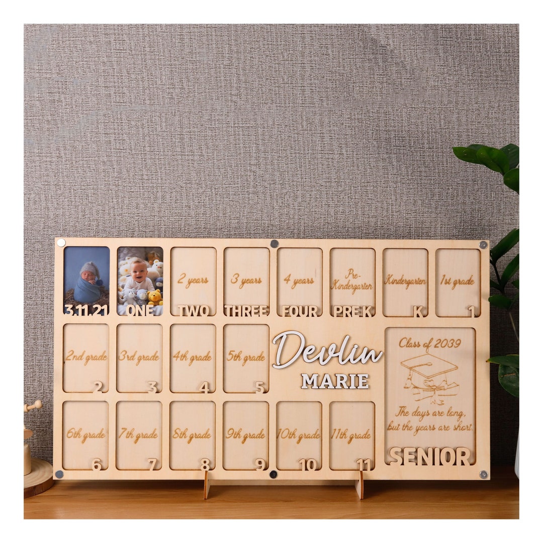 Graduation Picture Frame, School Years From Birth to Senior Photo Frame ...