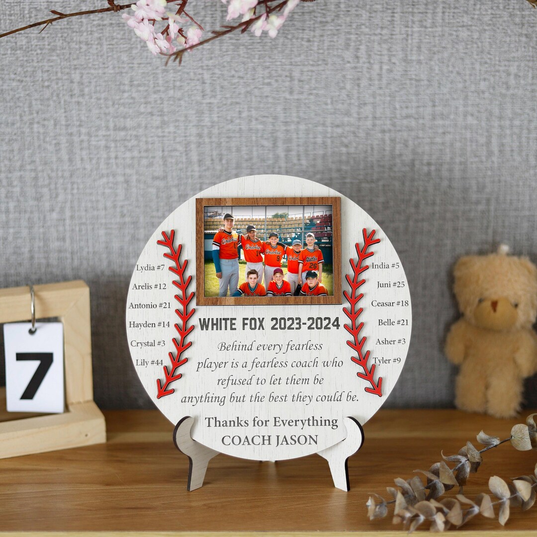 Personalized Baseball Gifts for Coach, Custom Team Photo Frame Sign ...