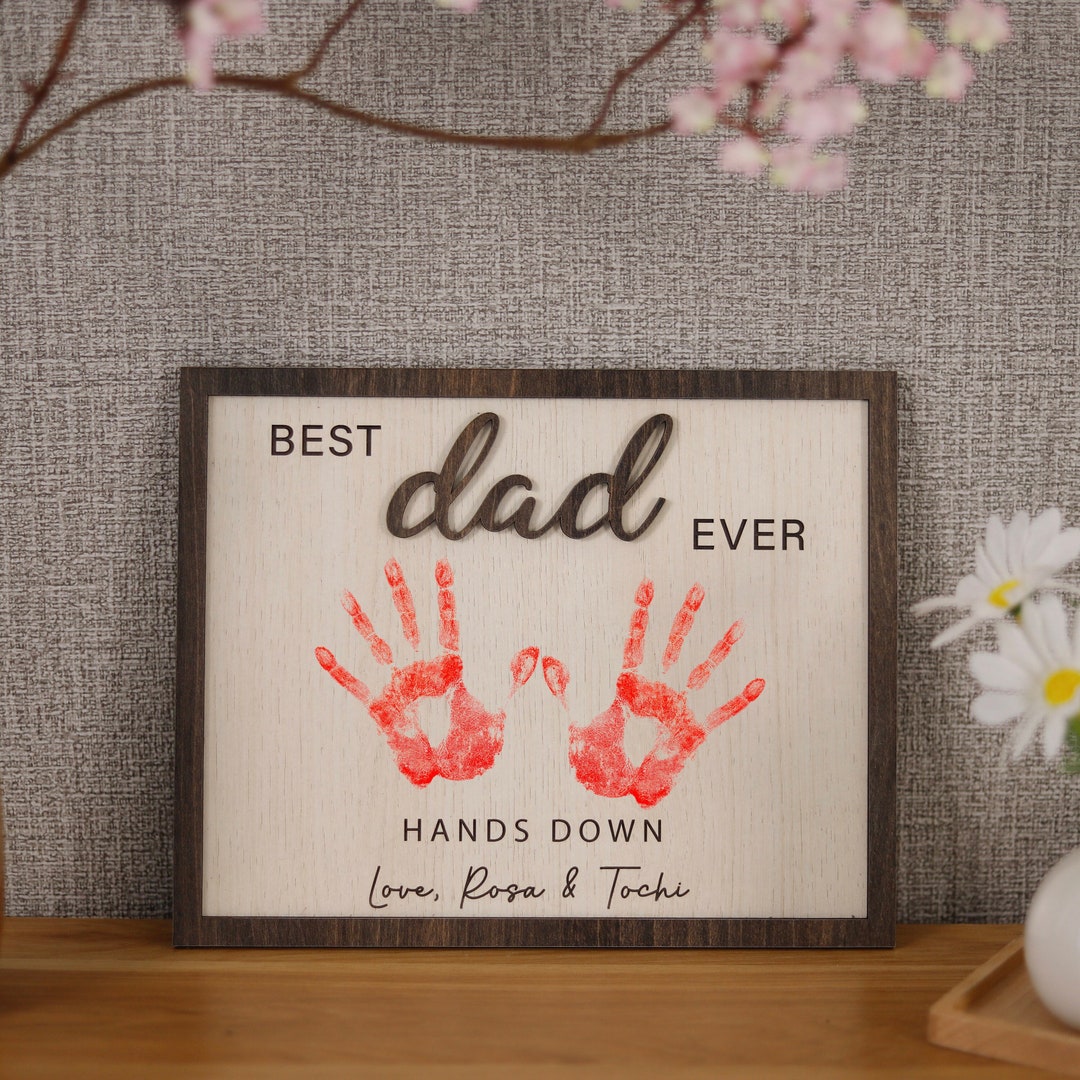 Personalized Dad Handprint Sign, Custom Gift From Kids Toddle Baby ...