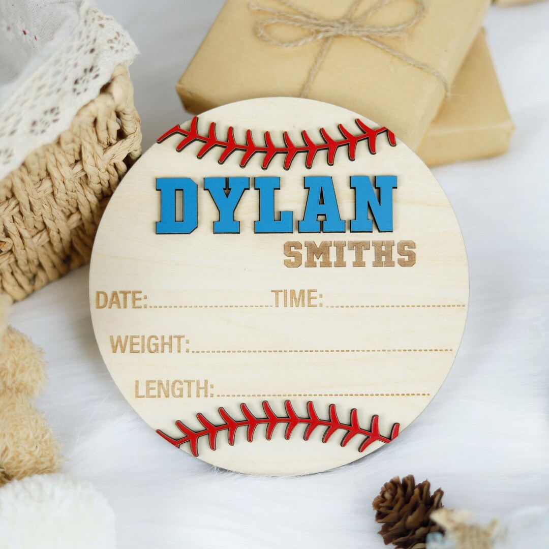 Baseball Baby Announcement Sign With Birth Stats, Personalized Baseball ...