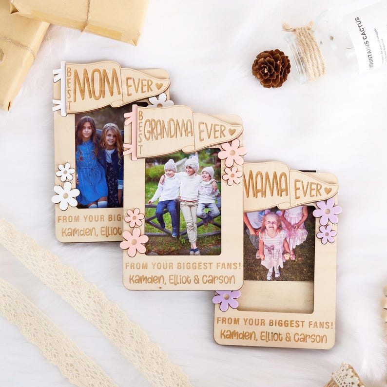 Best Mom Ever Photo Magnet Frame, Engraved Wood, Personalized Gift - Etsy