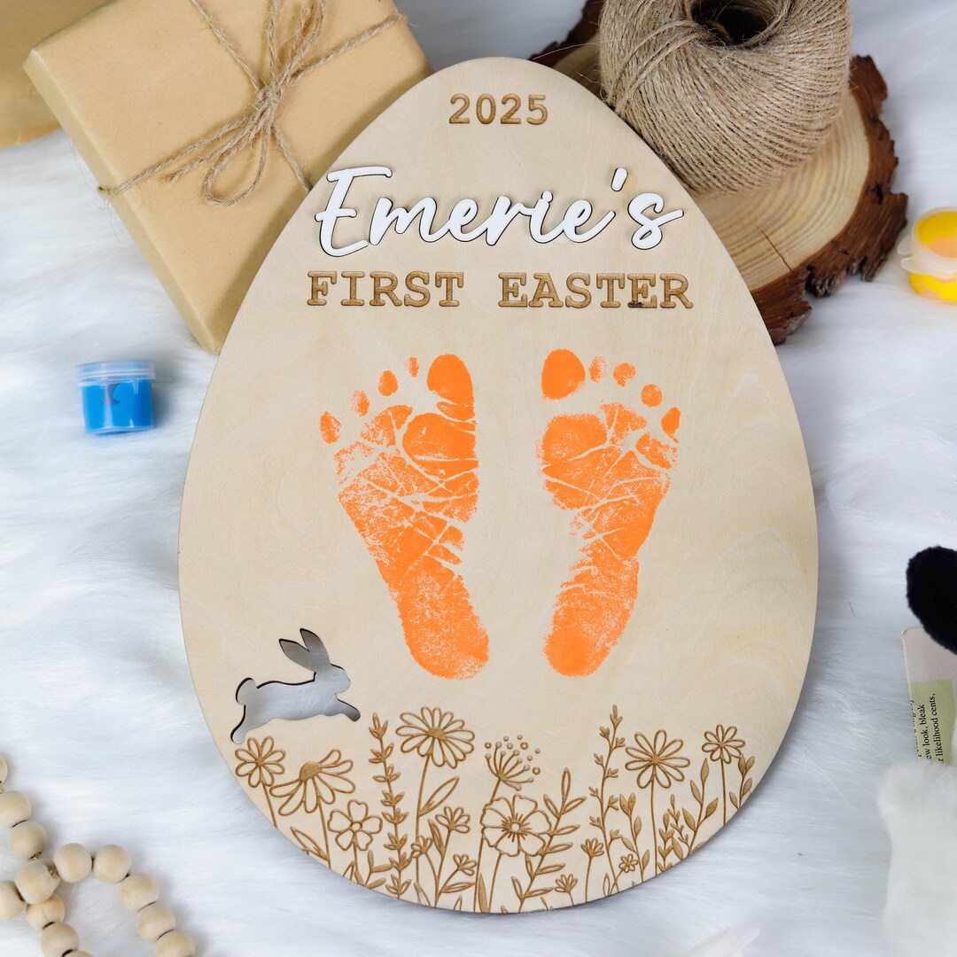 Personalized Baby Easter Footprint Art Keepsake for Parent, Gift for ...