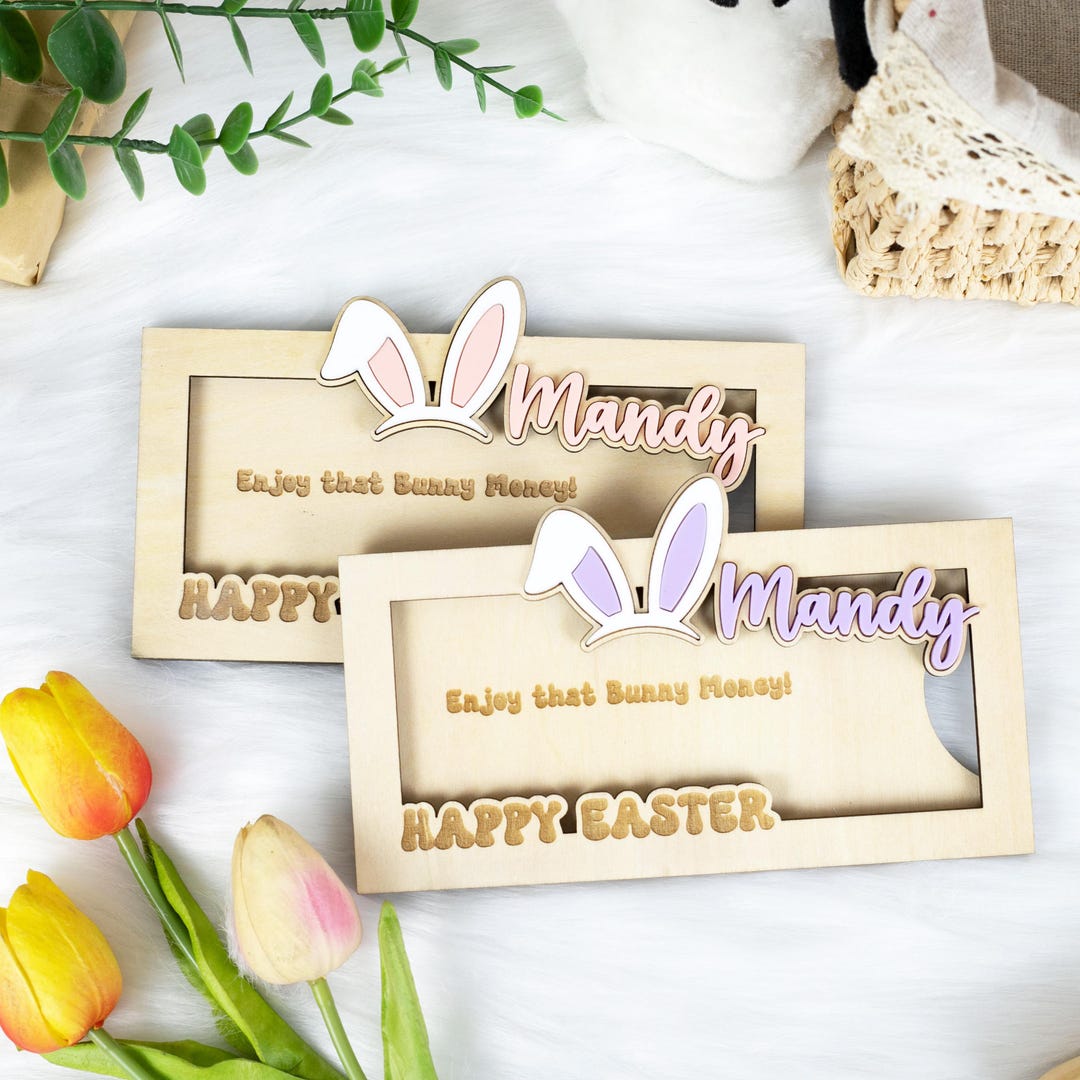 Happy Easter Bunny Money Holder Gift, Personalized Kids Name Cash ...