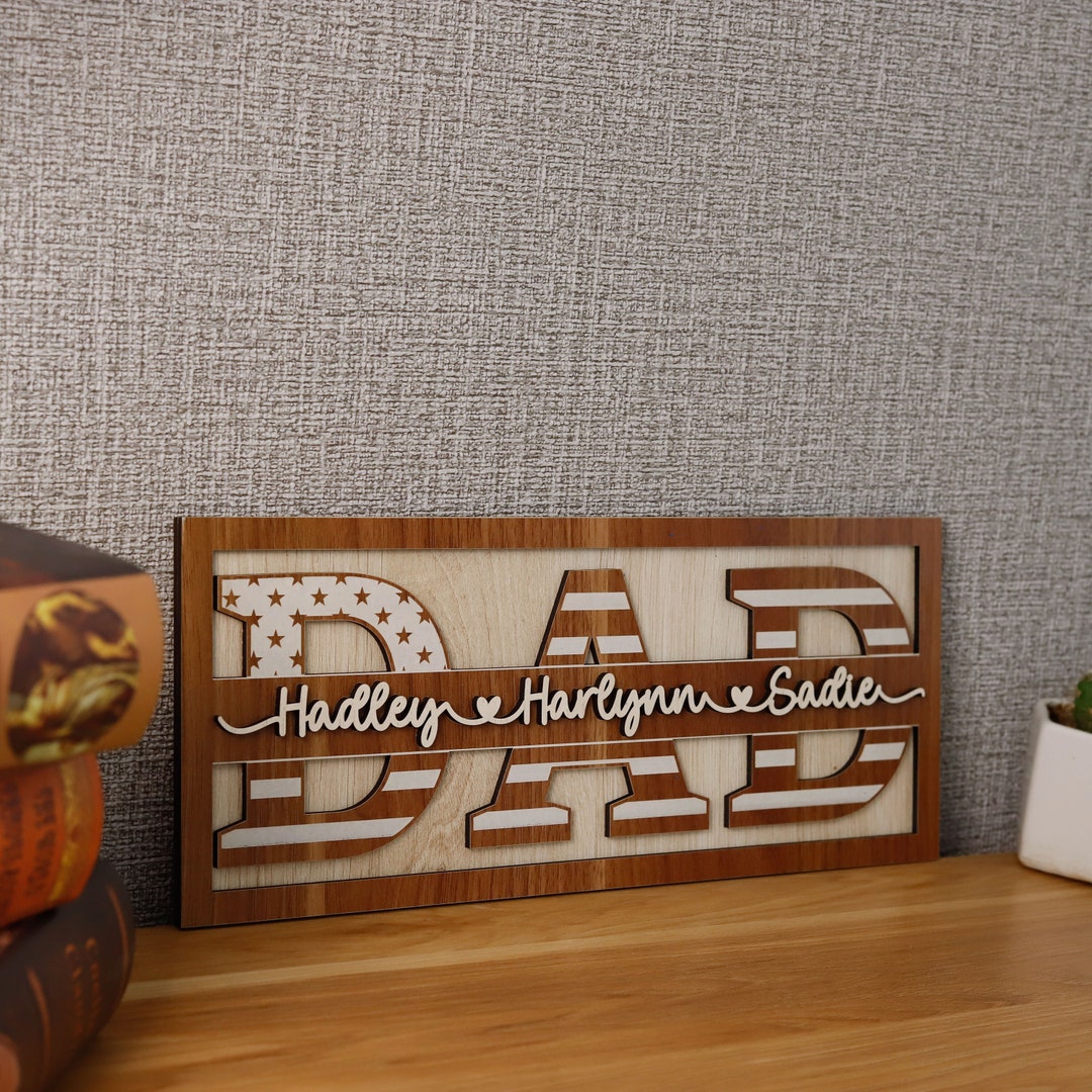 Personalized Dad Wood Sign With Kids Names, Dad Gifts From Kids, Gift ...