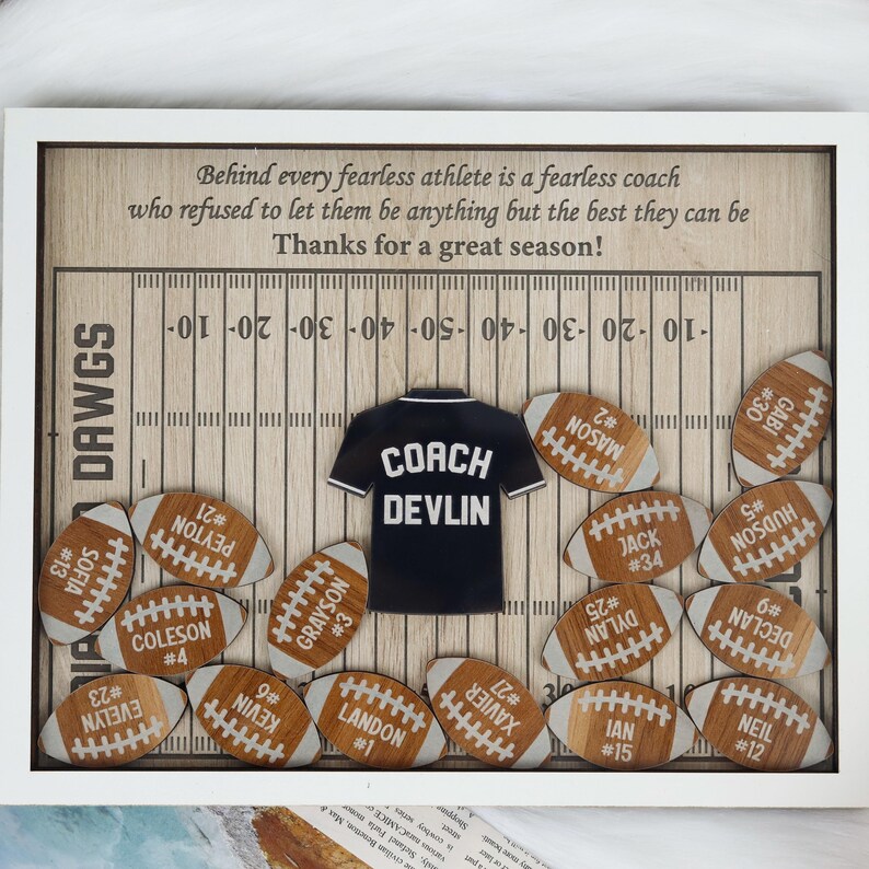 Personalized Desktop Football Coach Sign, Custom Football Coach Thank ...