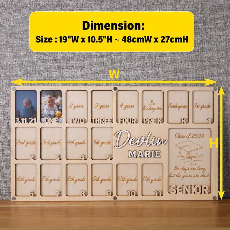 Graduation Picture Frame, School Years From Birth to Senior Photo Frame ...