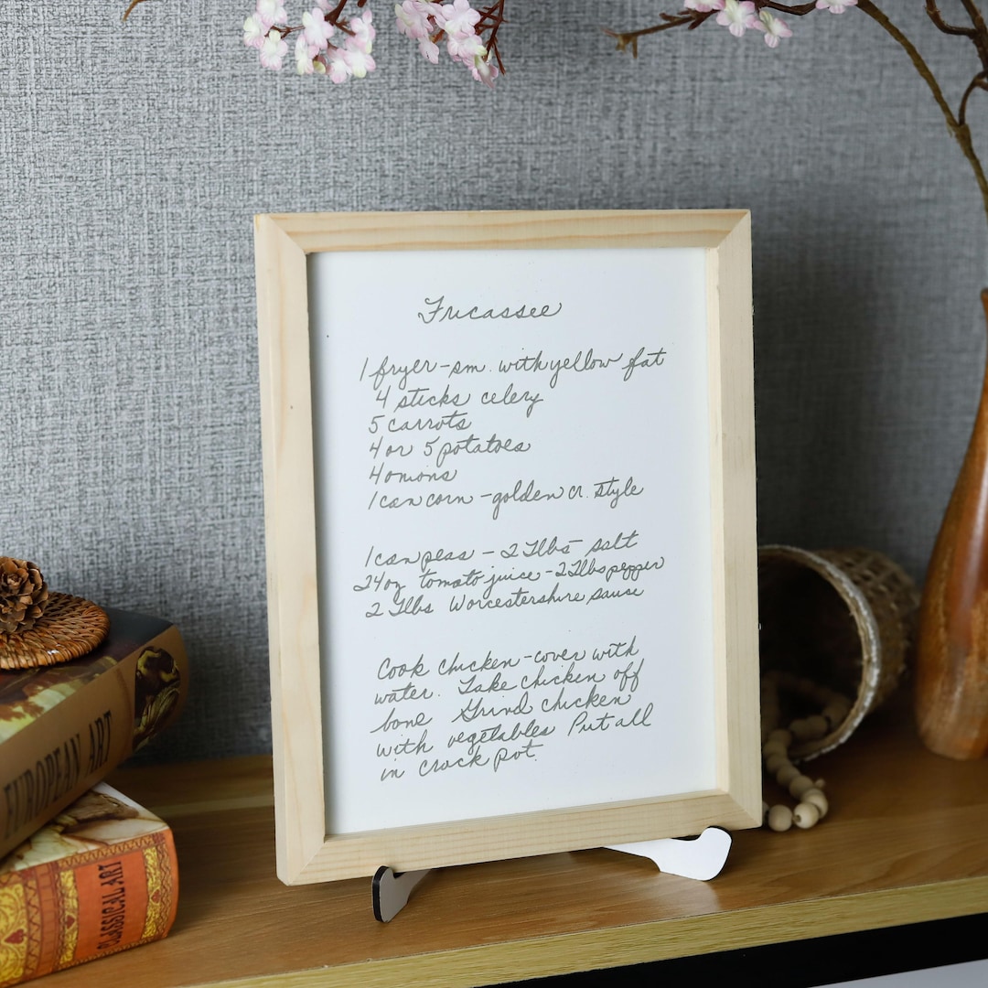 Engraved Handwritten Recipe Frame Sign, Custom Your Handwritten Recipe ...