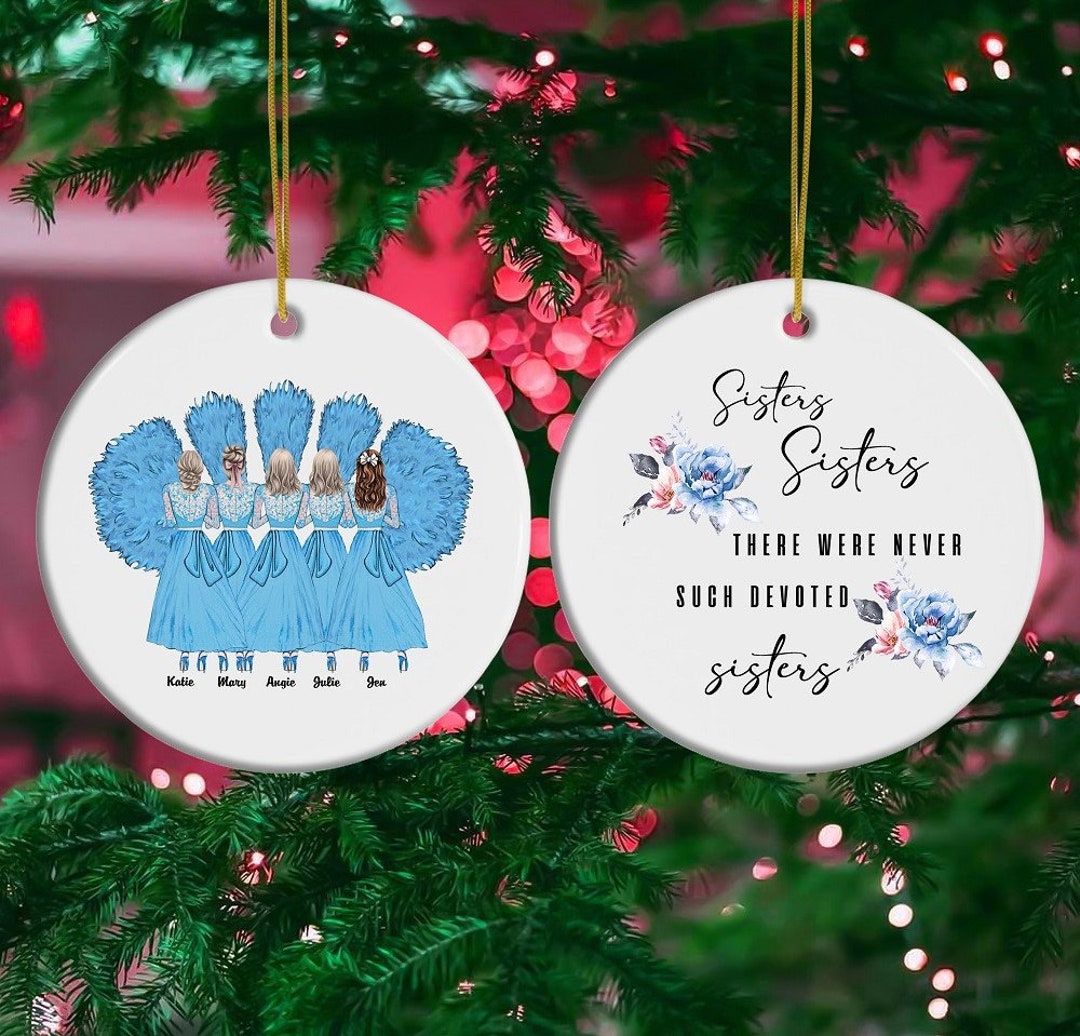 Personalized Sisters Sisters Devoted Sisters Ornament, White Christmas ...