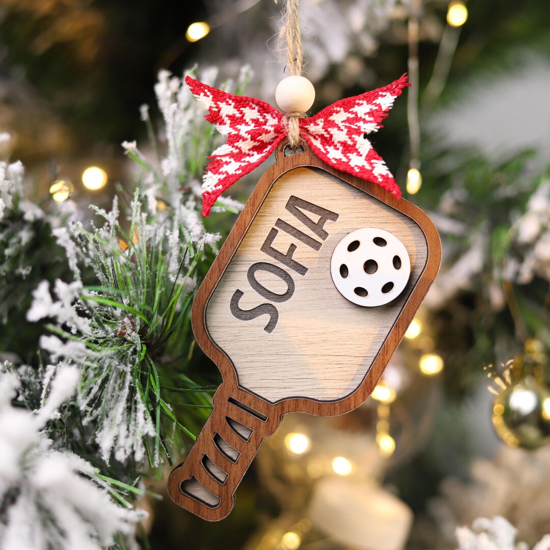 Personalized Pickleball Ornament, Pickle Ball Christmas Wooden Ornament ...