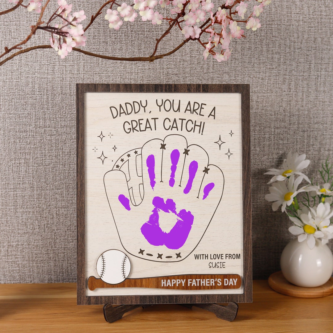 Baseball Glove Handprint Art for Dad, You're A Great Catch, DIY ...