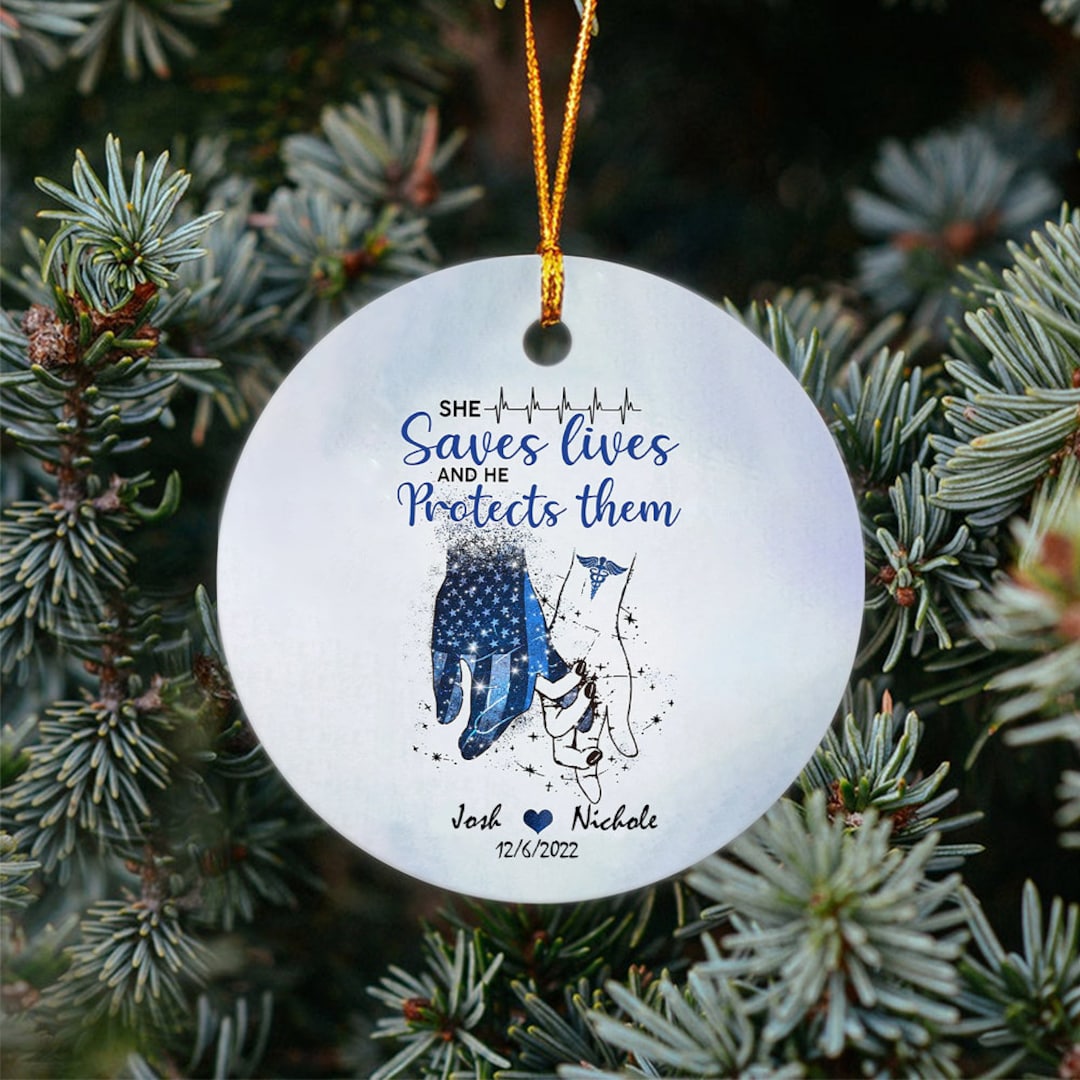 Personalized Police and Nurse Christmas Ornament, Police and Nurse ...